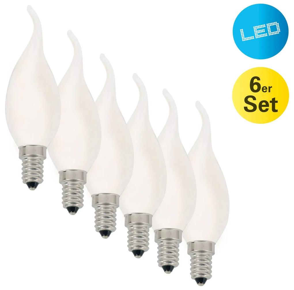 LED svíčka větruodolná E14 4W 450lm teplá bílá 6ks