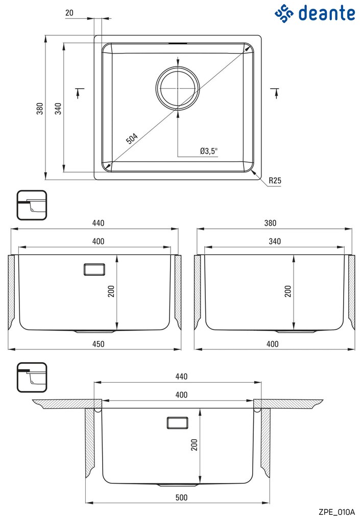 Deante Dřez Egeria nerez - ZPE 010A