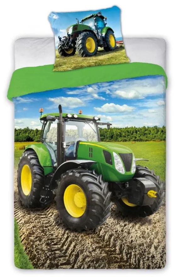 Dětské povlečení Traktor zelený 140x200 + 70x90 cm FARO