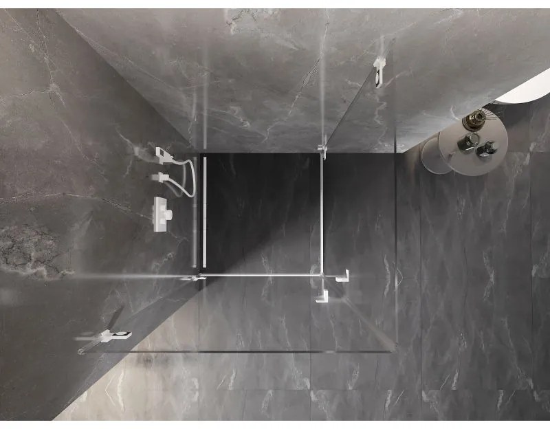 Mexen Lunar-B Duo, výklopný sprchový kout 100 x 100 cm, 8mm čiré sklo, bílý profil, 832-100L-100P-20-00