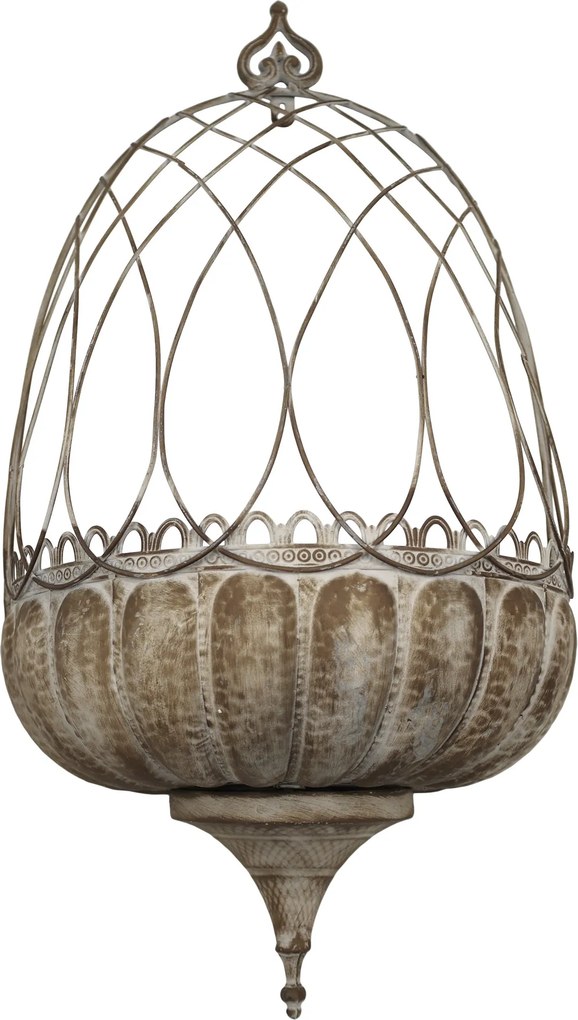 Kovový květináč na zeď Flower Antique Mocca – 34*18*65 cm