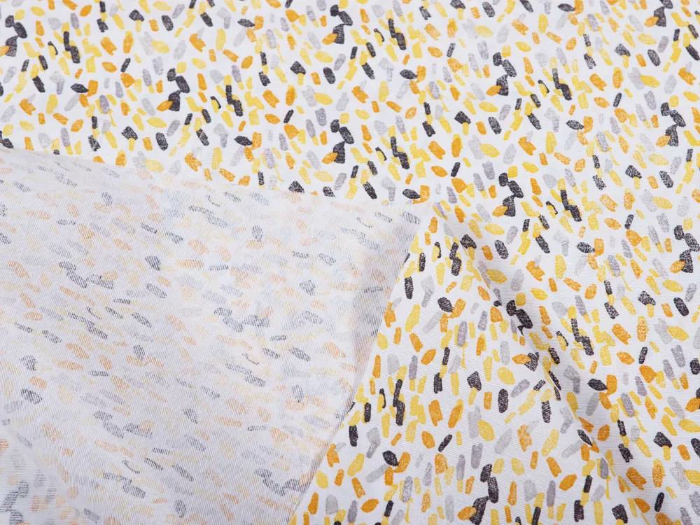 Biante Dekorační obdélníkový ubrus Leona LN-045 Žlutošedé čárky na bílém 130x200 cm