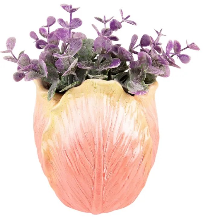 Oranžový nástěnný květináč ve tvaru květu tulipánu – 12x8x15 cm