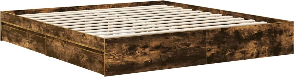 Postel s úložným prostorem se zásuvkou Kouřový dub 180 x 200 cm 3413482