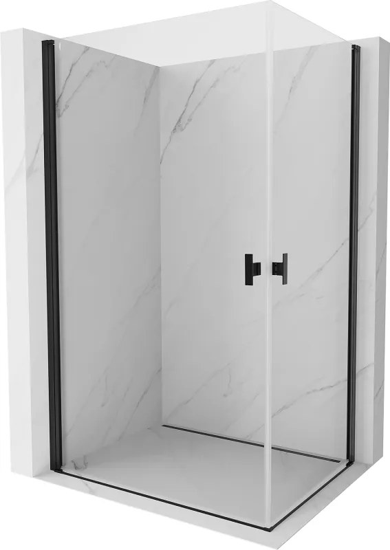 Mexen Mist-B Duo, 2-křídlý ​​výklopný sprchový kout 95 x 70 cm, čiré sklo, černý profil, 8A2-095-070-70-00