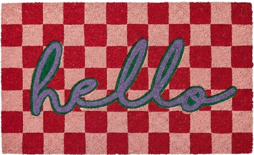 Barevná kokosová rohožka s nápisem Hello - 75*45*1 cm