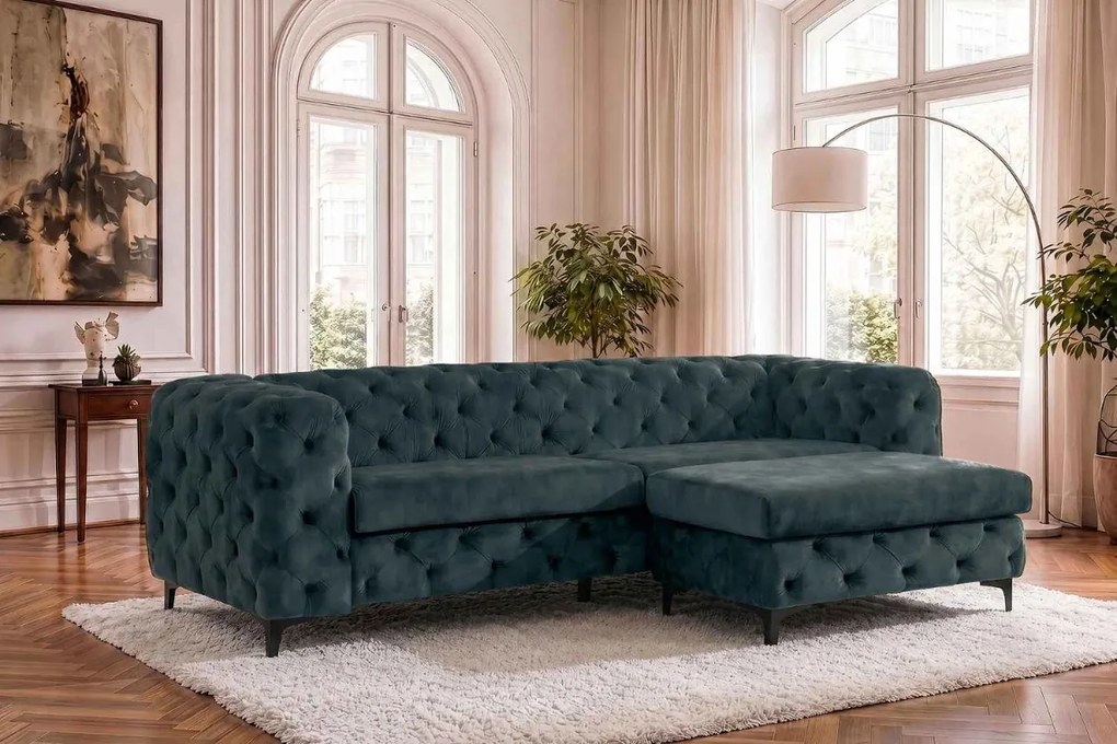 Designová sedačka Rococo 235 cm petrolejový samet