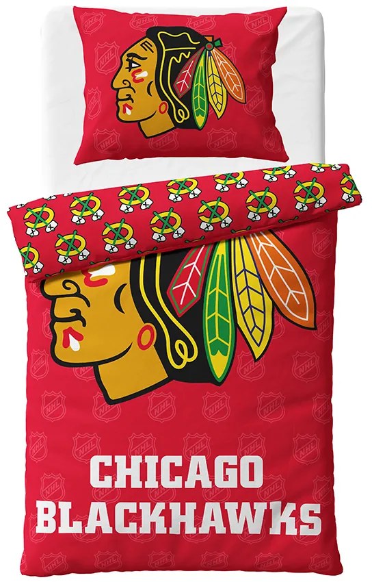 Hokejové povlečení NHL Chicago Blackhawks Shields Velikost: 135x200 + 80x80 cm