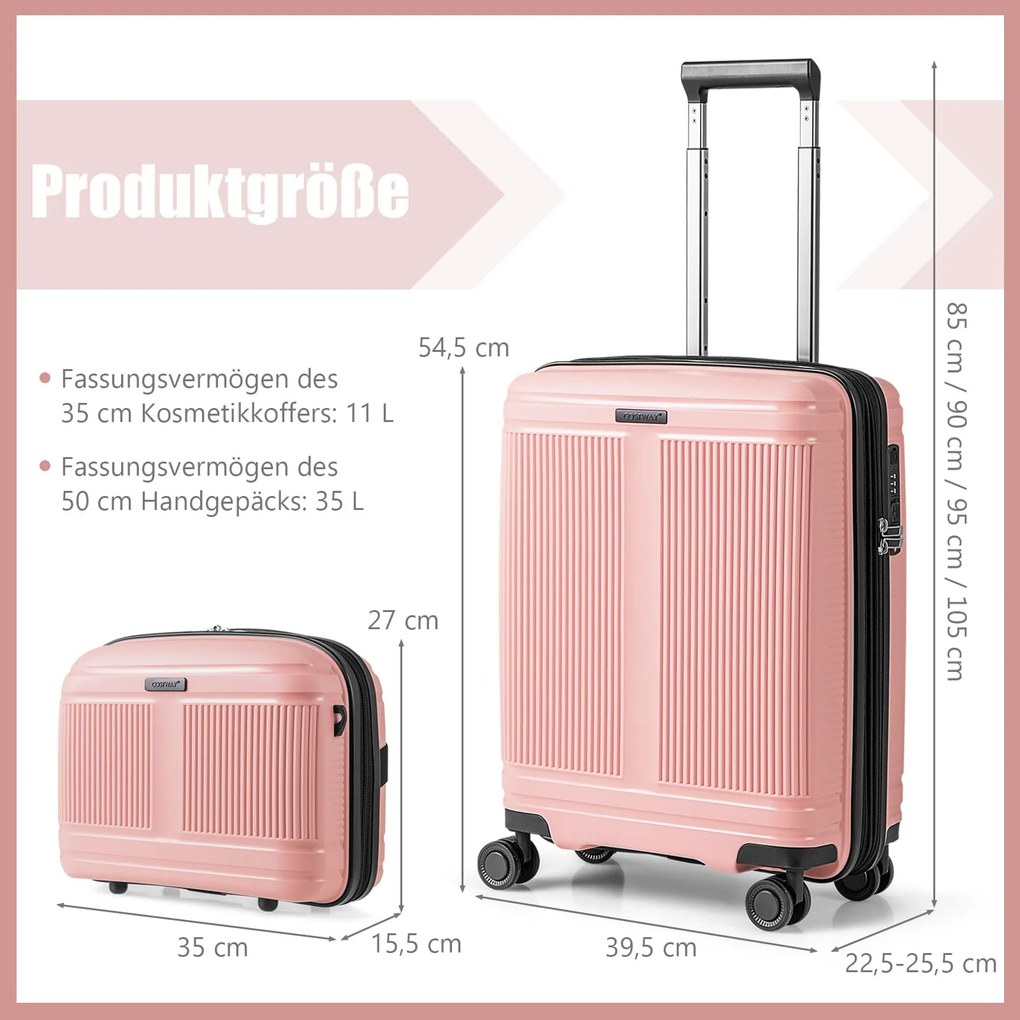Costway Sada 2 kusových zavazadel včetně 20" příručního kufru a 14" kosmetického