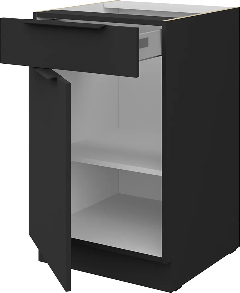 ARIA cc | dolní skříňka 50 D 1F 1S policová se zásuvkou | 50 cm | PREMIUM BOX | černá
