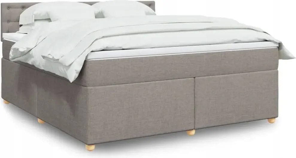 Box Spring Postel S Matrací Textil Taupe tlačítka 180 x 200 cm