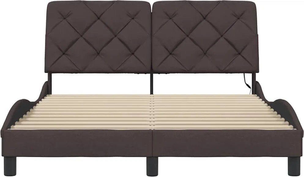 Rám postele s LED bez matrace Tmavě hnědá 140x190 cm Látka 3310667