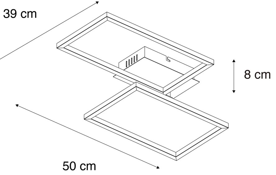 Stropní lampa čtvercová černá 3-stupňový stmívač - Plazas Novo