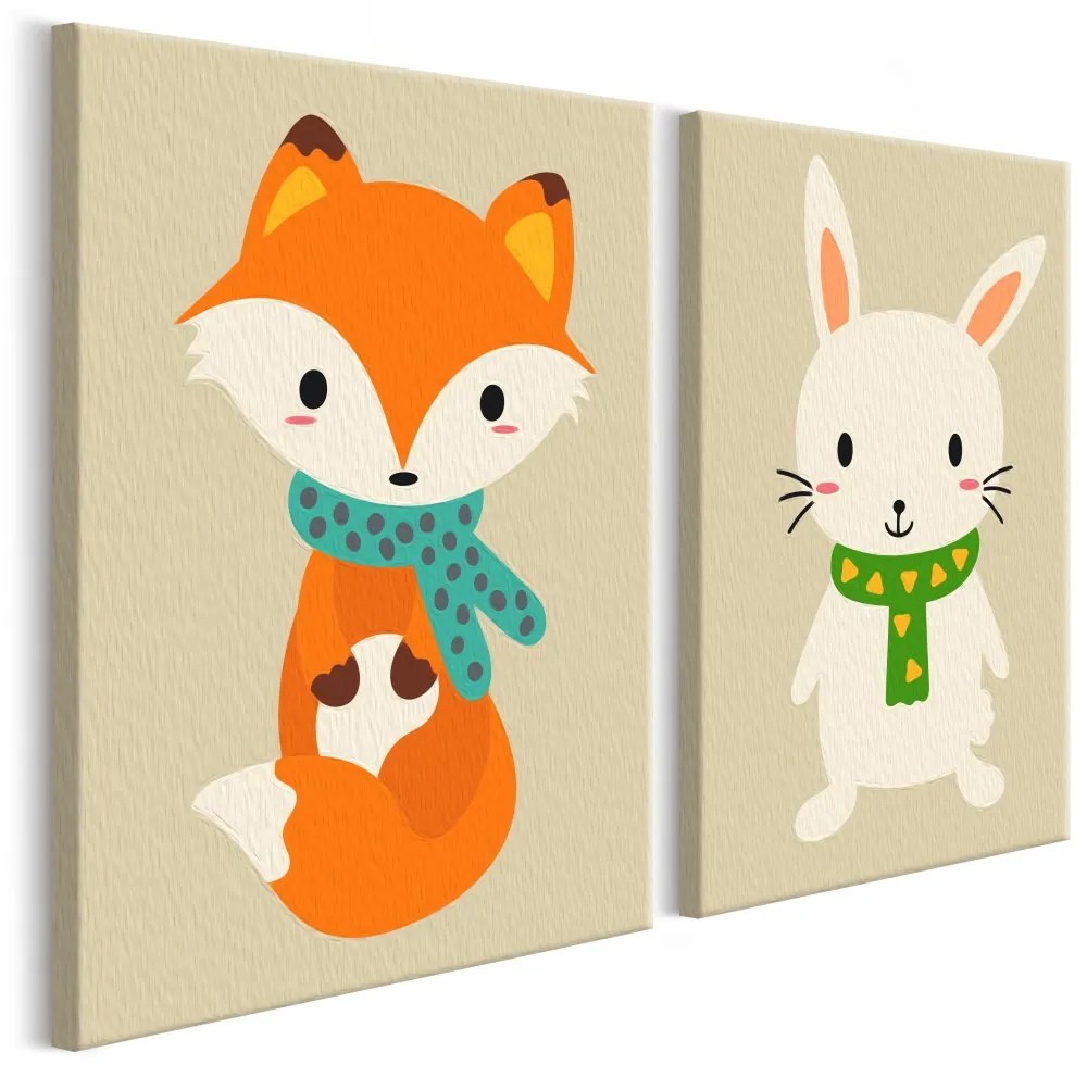 Bimago Malování podle čísel - Fox & Bunny | 33x23 cm