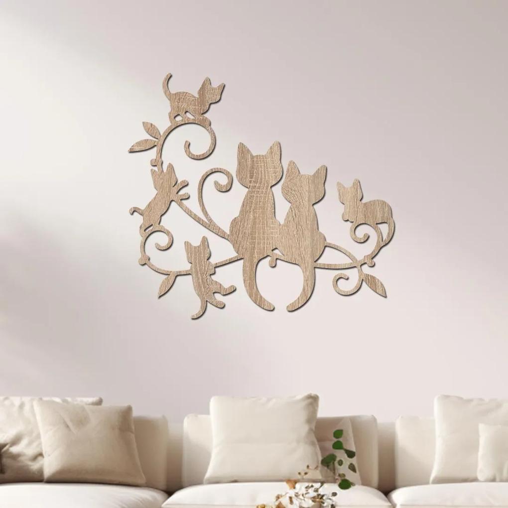 dřevo života Dřevěná dekorace na zeď Kočičky Rozměry (cm): 55x60, Barevný vzor: Bílá