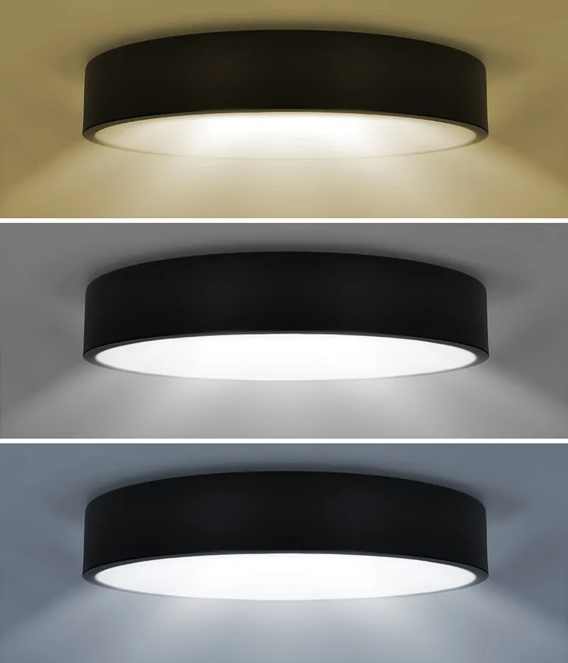 Solight LED stropní osvětlení LECCE, 3CCT, 48W, 2900lm, 40cm, 3000/4000/6000K, černá