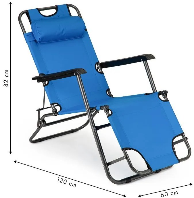 ModernHOME Polohovatelné skládací lehátko - modré, L-145 BLUE