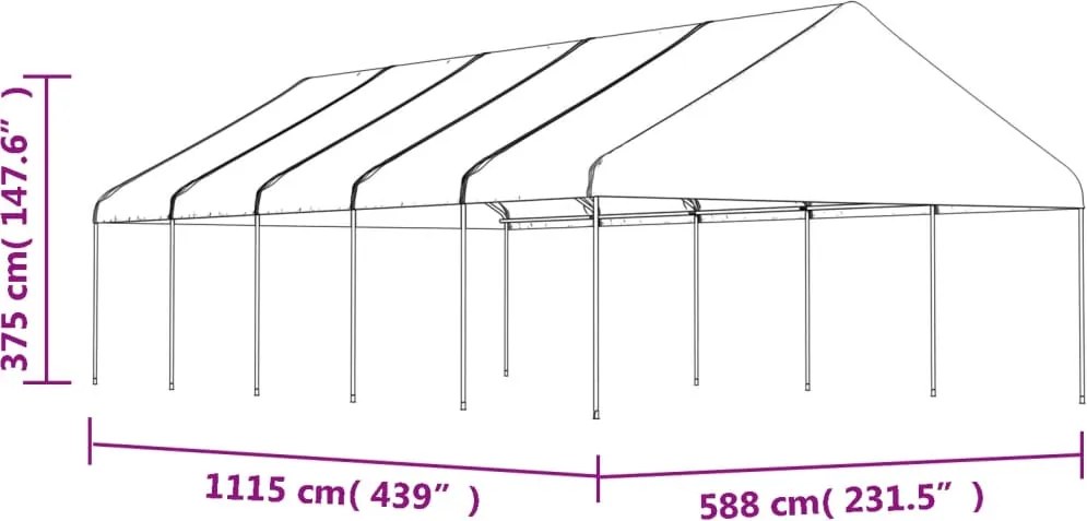 Altán se střechou bílý 11,15 x 5,88 x 3,75 m polyethylen 3155521