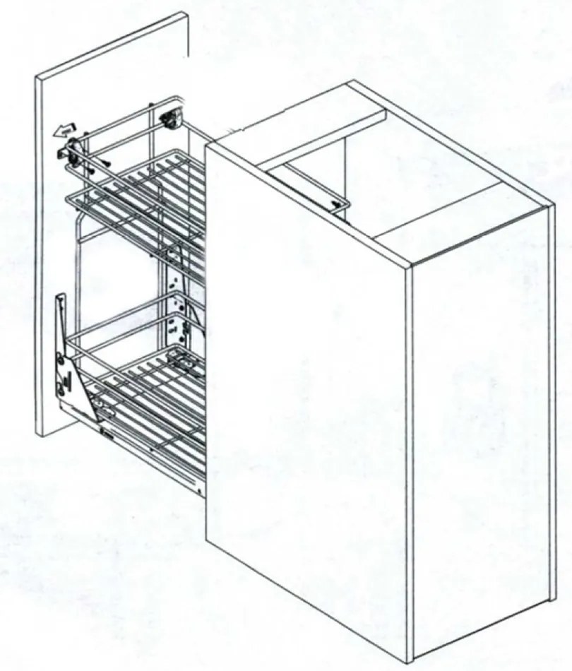 SMART b | dolní skříňka SM-26D + výsuvná police cargo | 30 cm | VÝBĚR KORPUSU | bílá mat