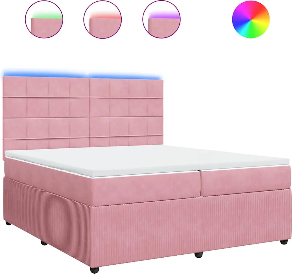 Box spring postel s matrací růžová 200x200 cm samet 3294735