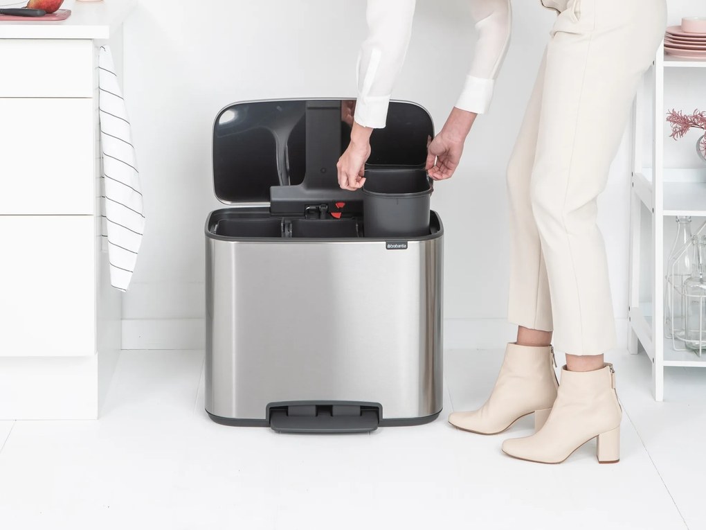 Brabantia BO pedálový koš 3x11L matná ocel otiskuvzdorná
