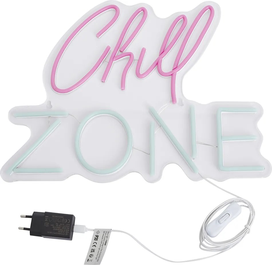 Neonové nástěnné světlo růžové s modrou vč. LED - Chill Zone