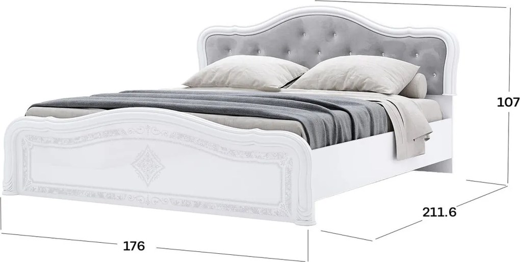 Postel 160 Lux bez rámu, bílý lesk Luiza