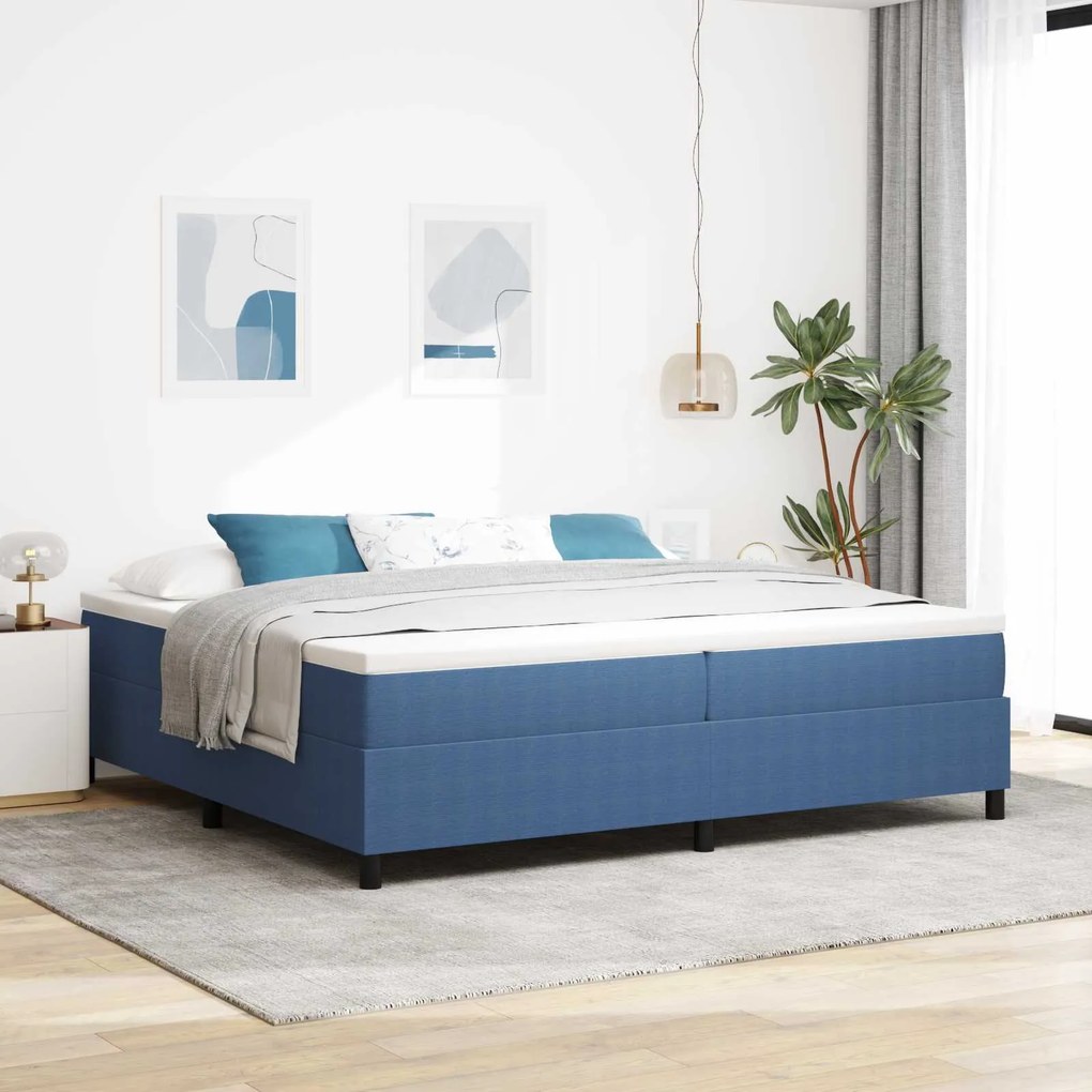 Rám platformy Modrá 200 x 200 cm Žebrovaná látka 3337430