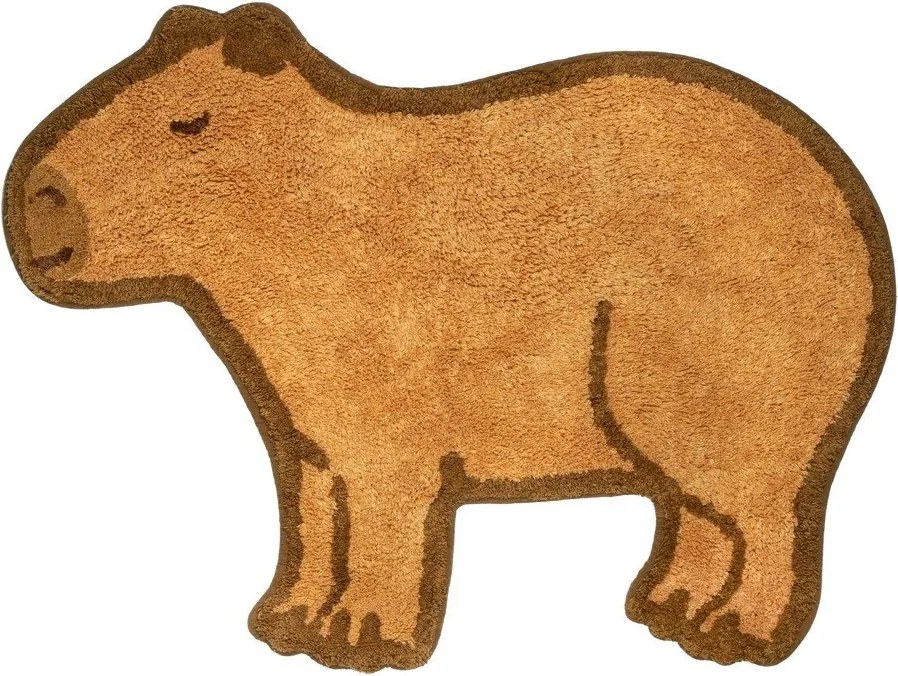 Hnědý bavlněný dětský koberec 52x68 cm Capybara – Sass & Belle