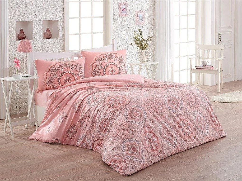 Brotex povlečení bavlna Mandala salmon zipový uzávěr 140x220 70x90