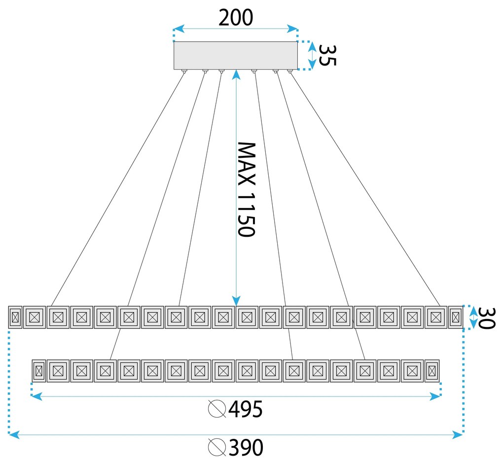 Toolight Závěsné LED osvětlení Crystal LE9 MS012-CP růžová zlatá