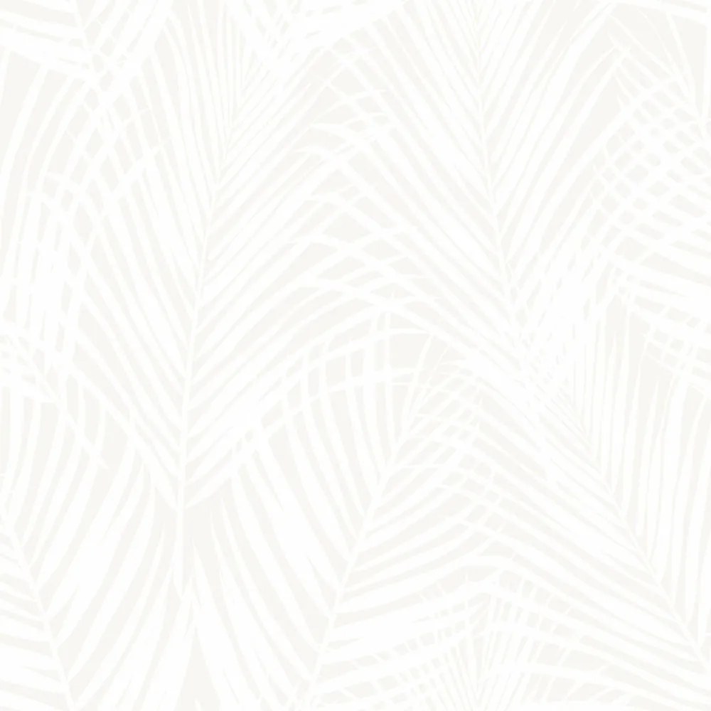 Metalická krémová vliesová tapeta, bílé palmové listy 347741, City Chic, Origin