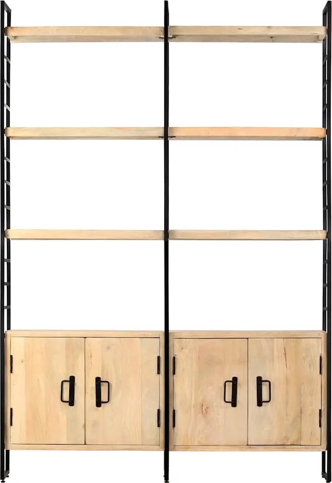 4patrová knihovna 124 x 30 x 180 cm masivní mangovníkové dřevo 284417