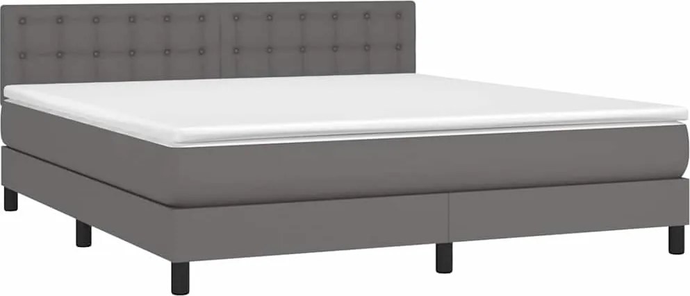 Box spring postel s matrací a LED šedá 180x200 cm umělá kůže 3134241