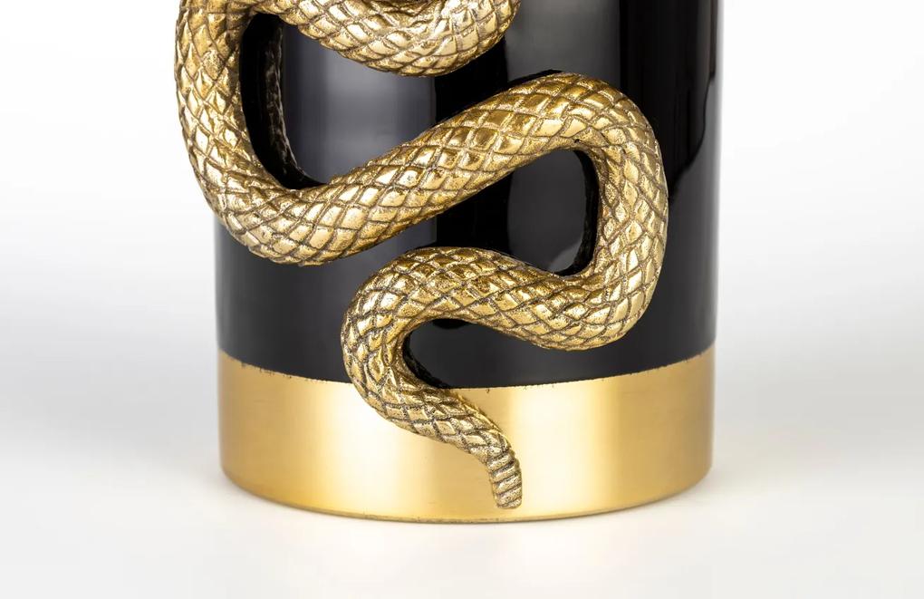 OnaDnes -20% Černá kovová váza Bold Monkey Never Hurt A Snake 25,5 cm se zlatými detaily