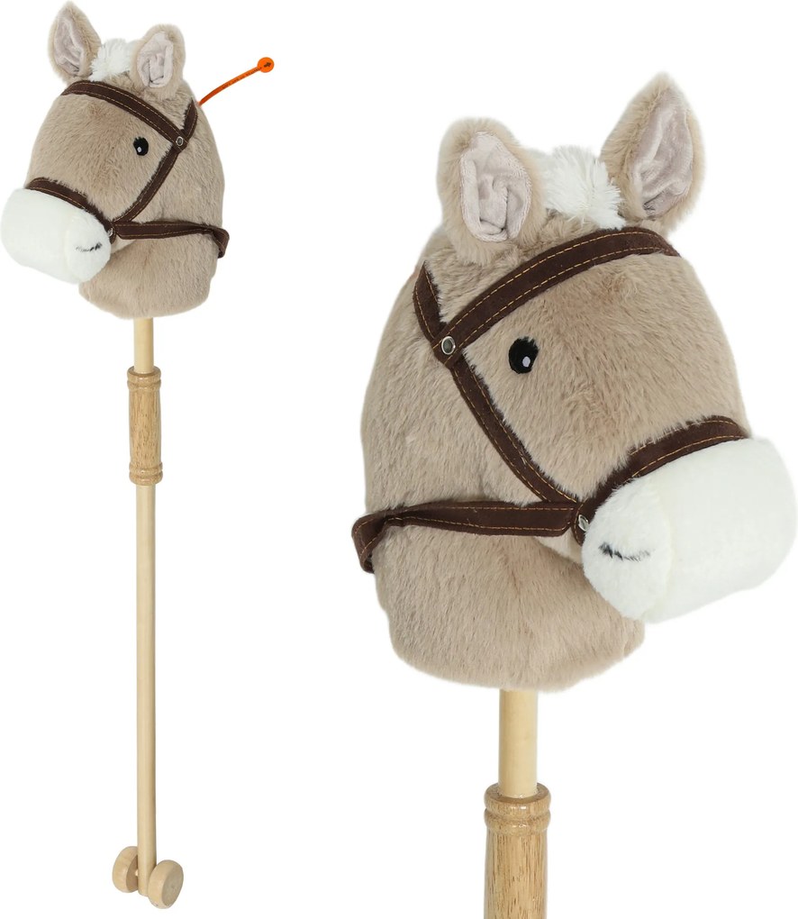 AIYAPLAY Hobby kůň dětský hobby kůň se zvukem, naviják, kůň na tyči pro jízdu na koni pro děti 24+ měsíců, šedý