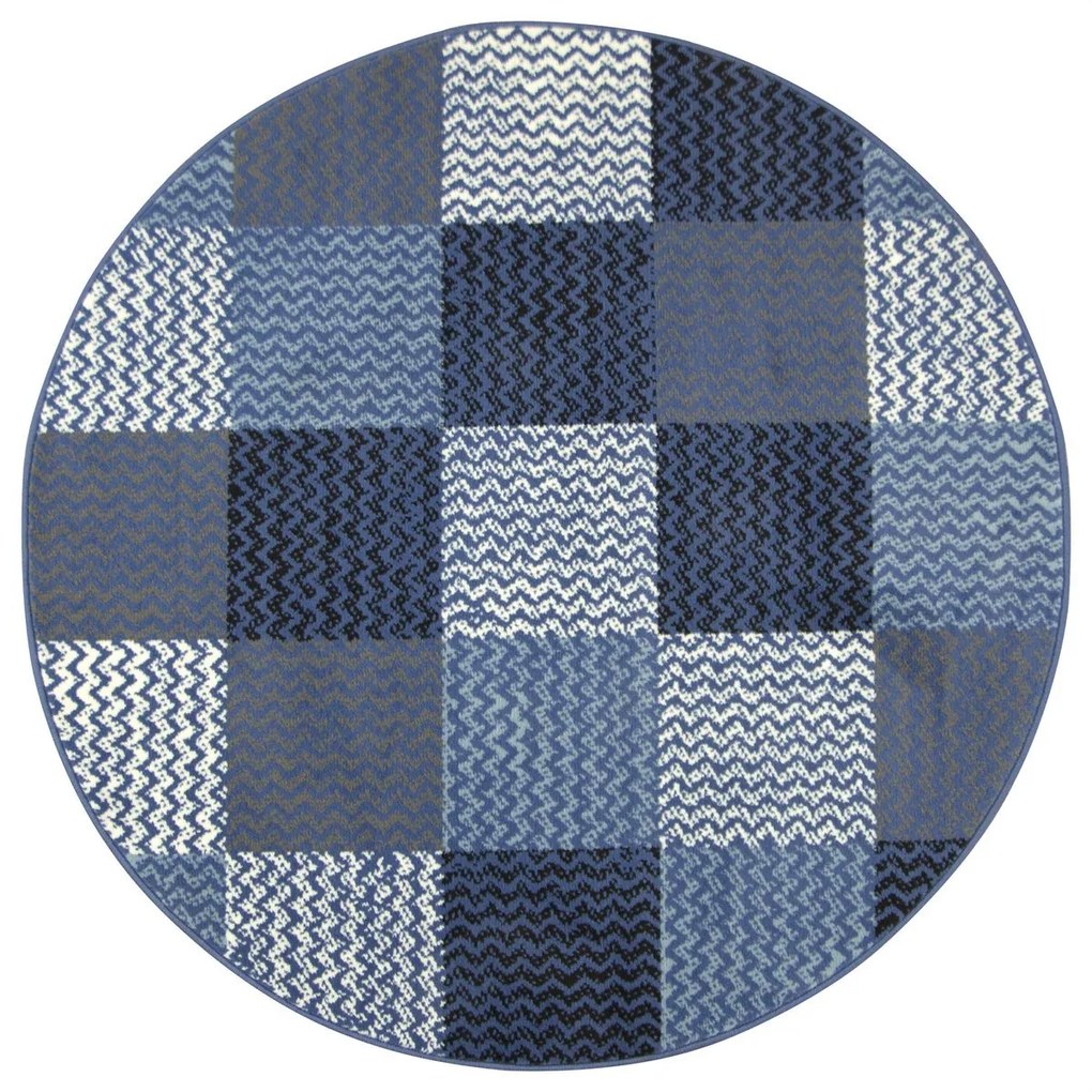 Kulatý koberec LUNA 503568/94955 Patchwork modrý Rozměr: průměr 70 cm