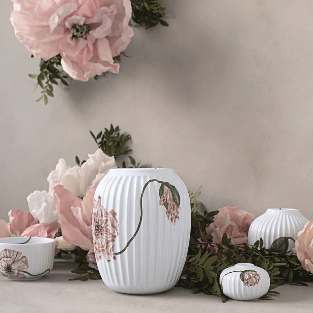 KÄHLER Porcelánová váza Hammershøi Poppy 20 cm, růžová barva, bílá barva, porcelán