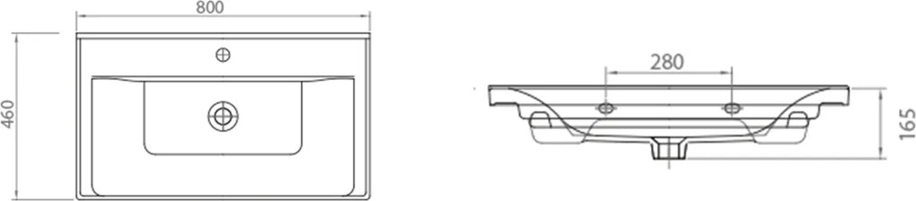 Aqualine Aqualine, SAVA 80 nábytkové umyvadlo 80x46x16,5 cm, 2080