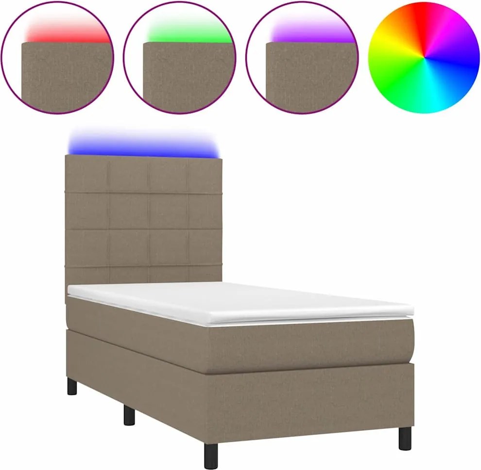 Box spring postel s matrací a LED taupe 90x200 cm textil 3134849