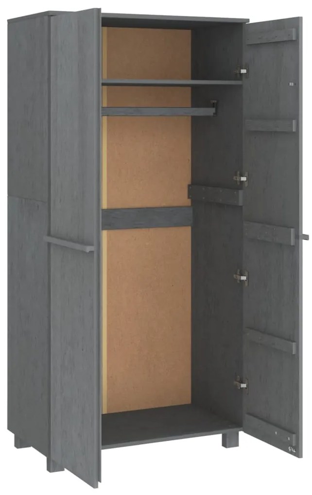 Šatní skříň HAMAR tmavě šedá 89 x 50 x 180 cm masivní borovice - Default Title