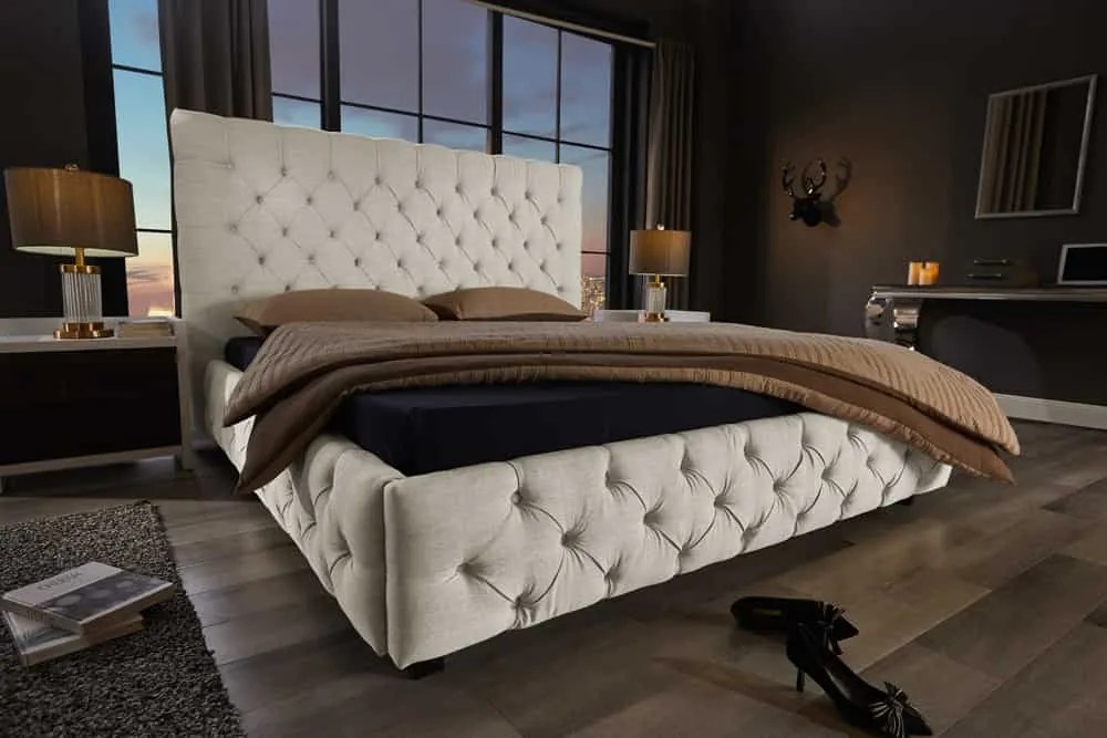 Designová postel Laney Chesterfield 180 x 200 cm přírodní