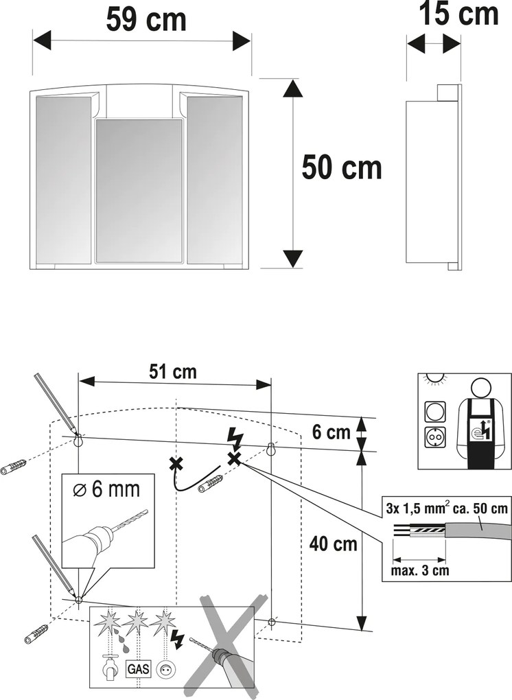 Aqualine, ANGY galerka 59x50x15cm, 1x12W, bílá plast, 541202