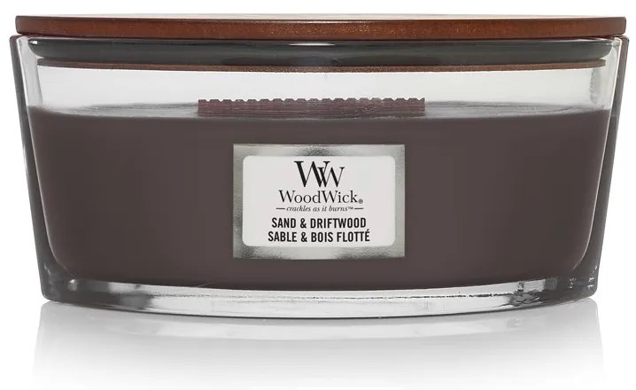 WoodWick vonná svíčka s dřevěným knotem Elipsa Sand & Driftwood 453,6 g