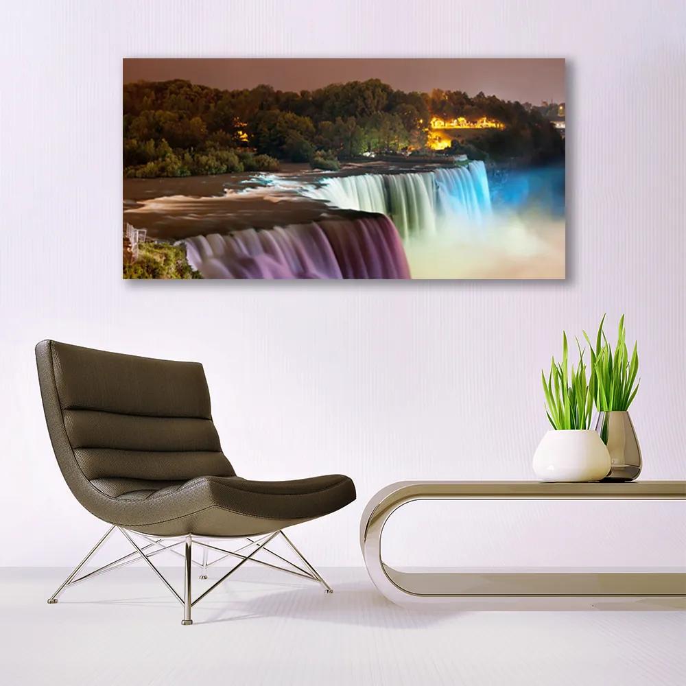 akrylový obraz Les Vodopád Příroda 120x60 cm