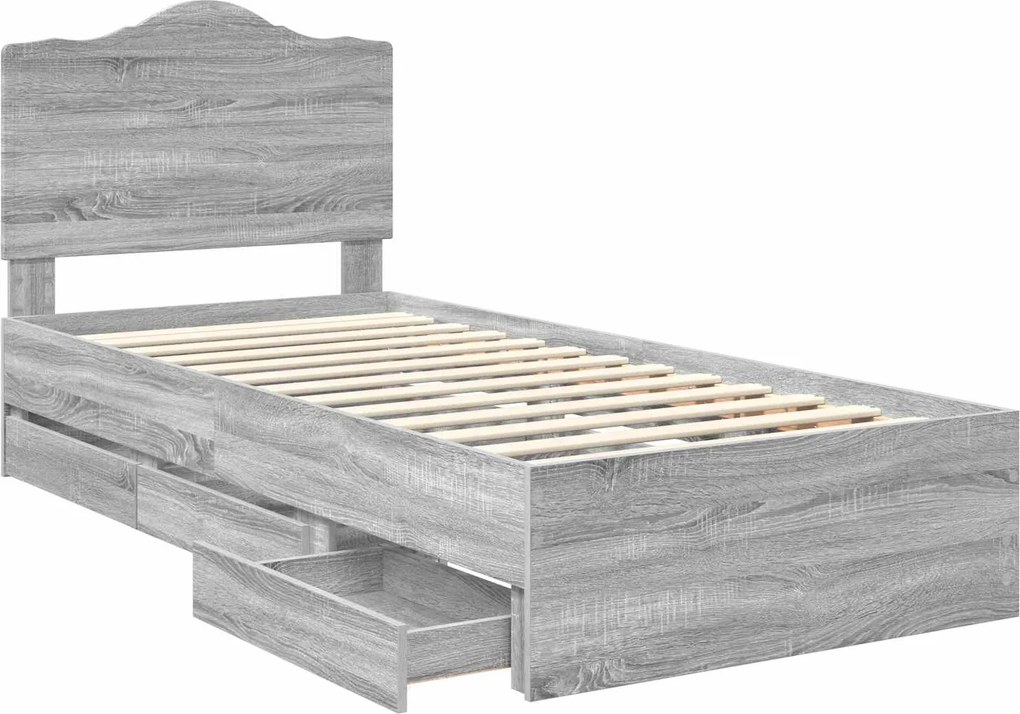 Rám postele s čelo Šedá Sonoma 75 x 190 cm Inženýrské dřevo 3413469