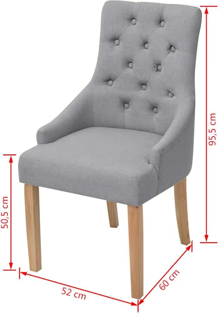 Jídelní židle 2 ks světle šedé textil 243635