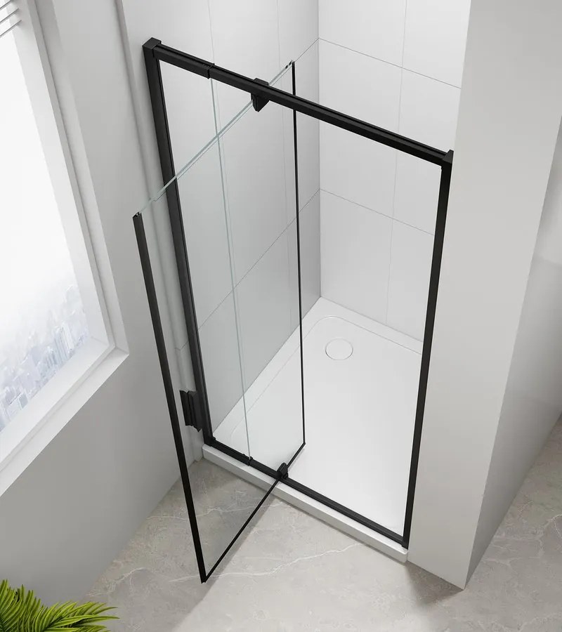 Polysan Polysan, EASY BLACK otočné sprchové dveře 760-900mm, čiré sklo, EL1615B