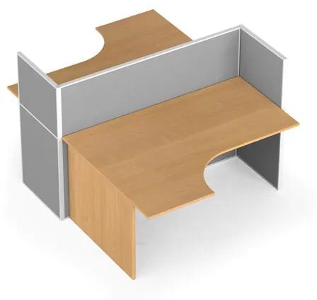 B2B Partner Rohový kancelářský pracovní stůl PRIMO s paravany, tvar Z, nástěnka, 2 místa, bříza