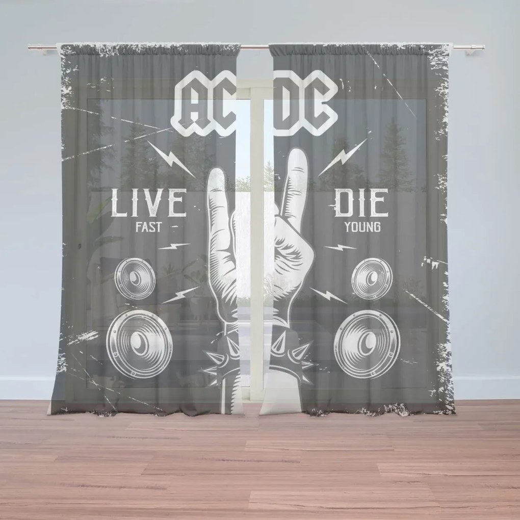 Sablio Záclony ACDC Live fast, die young: 2ks 150x250cm